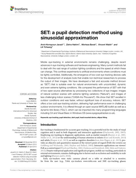 Pdf Set A Pupil Detection Method Using Sinusoidal Approximation