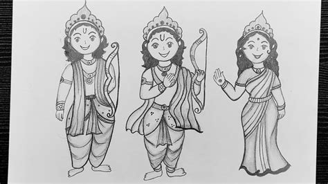 How To Draw Ram Lakshman Sita Drawing Ram Lakshman Drawing
