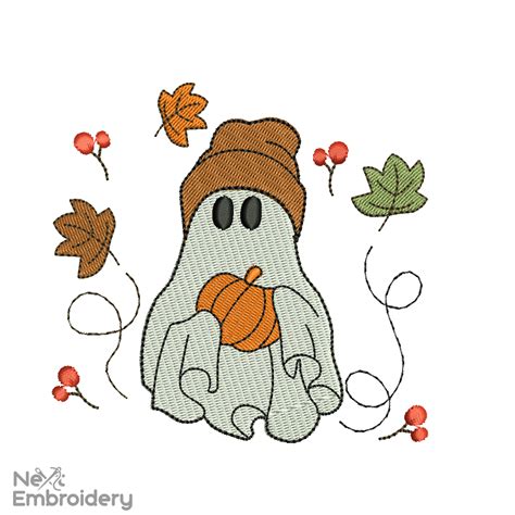 Fall Ghost Embroidery Design Nextembroidery
