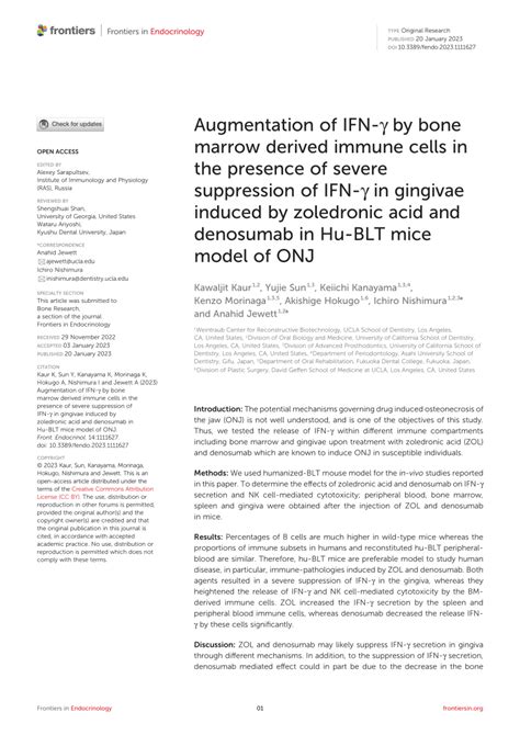 Pdf Augmentation Of Ifn γ By Bone Marrow Derived Immune Cells In The