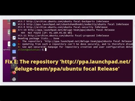How To Fix This E The Repository Ppa Launchpad Net Deluge Team Ppa Ubuntu Focal Release
