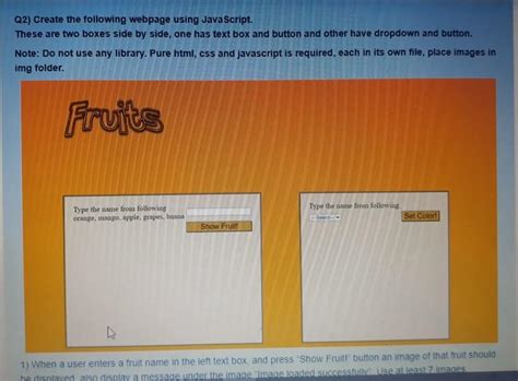 Solved Create The Following Using Html Css And Javascript