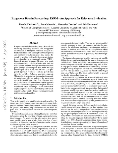 pdf exogenous data in forecasting farm an approach for relevance