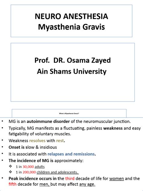 Neuro Anesthesia In Myasthenia Gravis Pdf Neuromuscular Junction