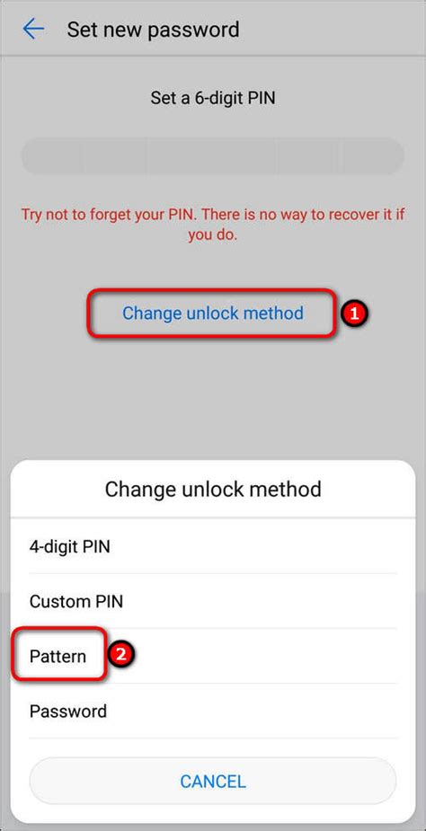 How To Switch To Unlock Pattern Instead Of Password PIN On Huawei EMUI