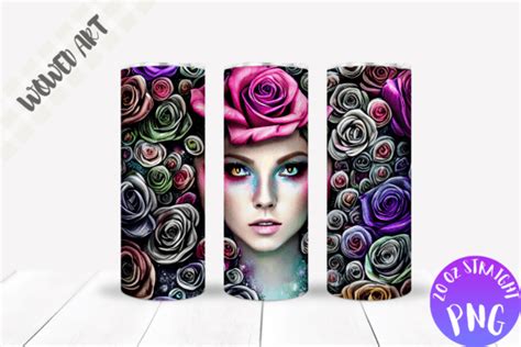 Rose Girl 20 Oz Skinny Tumbler Wrap Graphic By Wowed Art · Creative Fabrica