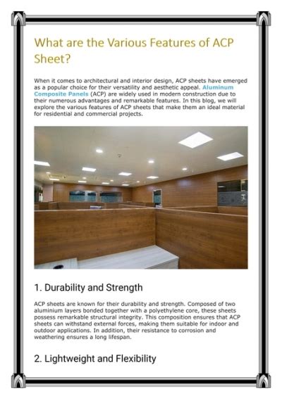 What Are The Various Features Of ACP Sheet