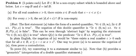 Solved Problem 8 5 Points Each Let B⊂r Be A Non Empty