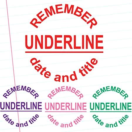 Underline Your Date And Title Teacher Stamp Red Ink Amazon Co Uk Stationery Office Supplies