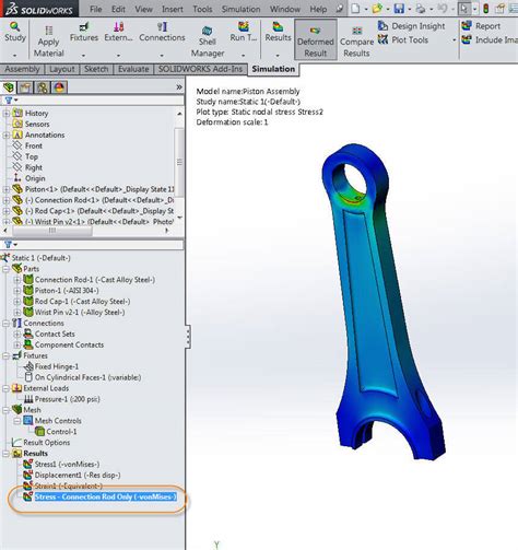 Stress On Specific Components In Solidworks Simulation