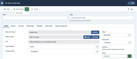 Help X Menu Item Single Article Joomla Documentation