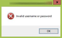 Invalid Username Or Password