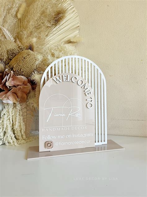 The Double Arched Acrylic Modern Logo Sign Freestanding Code Instagram