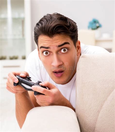 Man Addicted To Computer Games Stock Image Image Of Desktop Control