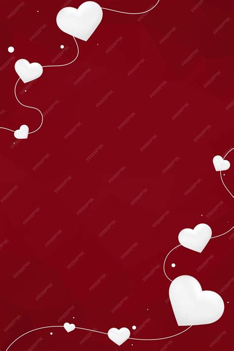 Free Vector Vector Heart String Border Geometric Pattern Red Background