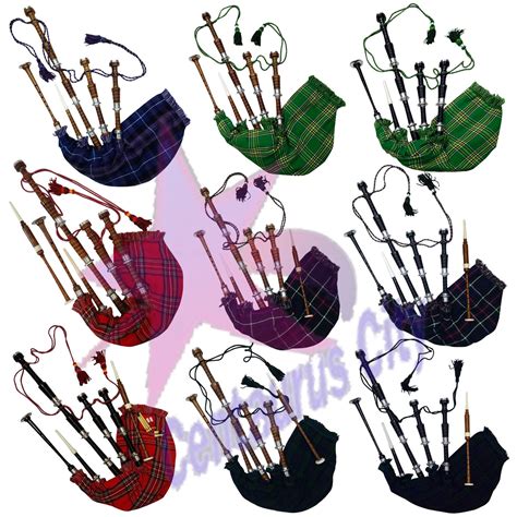 Cc Scottish Great Highland Bagpipe Silver Mount Rosewood Various Tartan