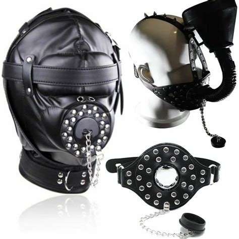 Oral Drool Plug Gag Bdsm Bondage Head Hood Funnel Open Mouth Gag Hood