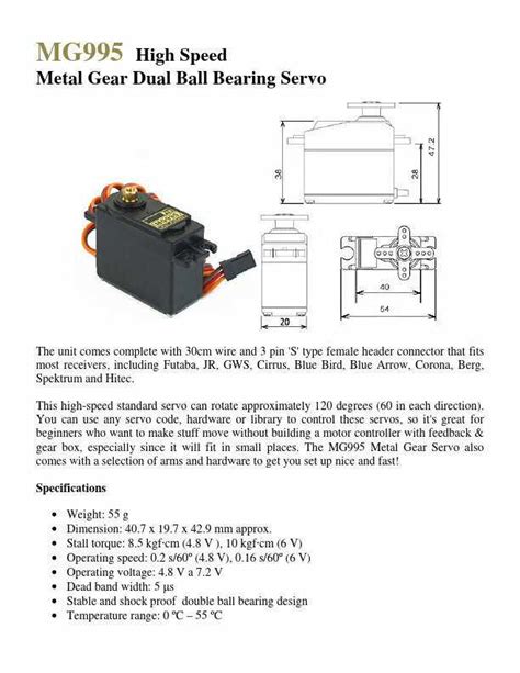 Unlock The Potential Mg995 Servo Motor Datasheet Demystified