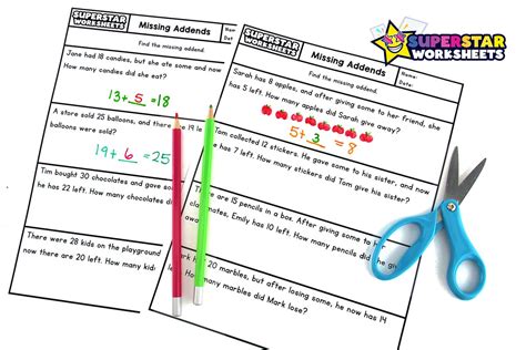 Missing Addend Worksheets Superstar Worksheets
