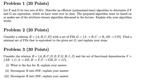 Solved Problem 1 20 Points Let F And G Be Two Sets Of Chegg Com