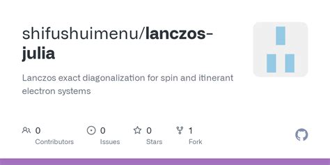 Github Shifushuimenu Lanczos Julia Lanczos Exact Diagonalization For Spin And Itinerant