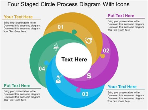 Four Staged Circle Process Diagram With Icons Flat Powerpoint Design Presentation PowerPoint