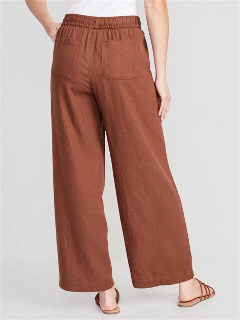 High Waisted Linen Blend Wide Leg Pants For Women Old Navy