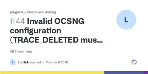 Invalid Ocsng Configuration Tracedeleted Must Be Active · Issue 44