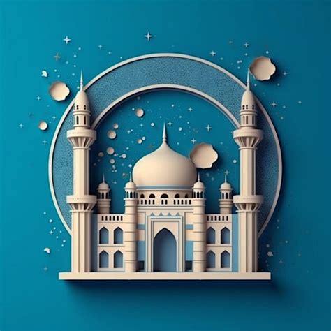 Premium Ai Image Background Of A Mosque Moon Stars