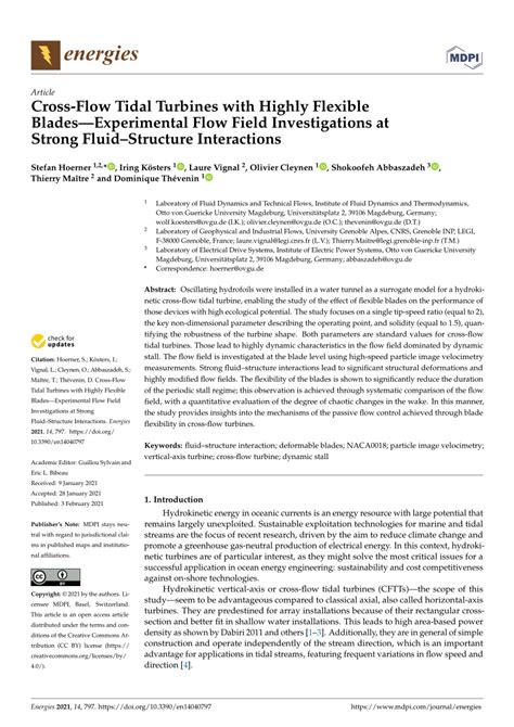 Pdf Cross Flow Tidal Turbines With Highly Flexible Blades Experimental Flow Field