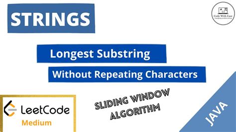 LONGEST SUBSTRING WITHOUT REPEATING CHARACTERS Brute Force Optimal Code JAVA YouTube