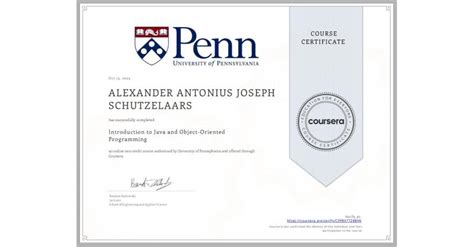 Alex Schutzelaars On Linkedin Completion Certificate For Introduction To Java And Object Oriented