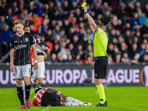 Referee Christopher Kavanagh Gives Philipp Wiesinger Editorial Stock