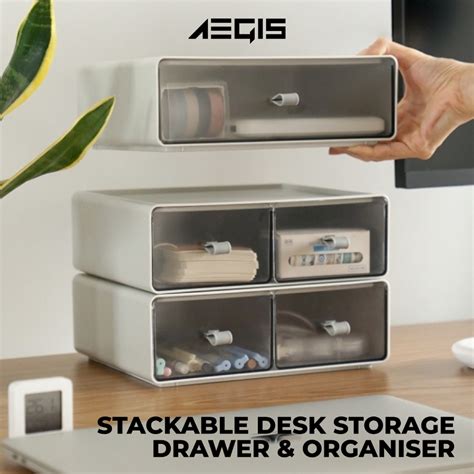 AEGIS Stackable Desk Organiser Drawers Cosmetic Storage Box Free Combination Box Large Drawer