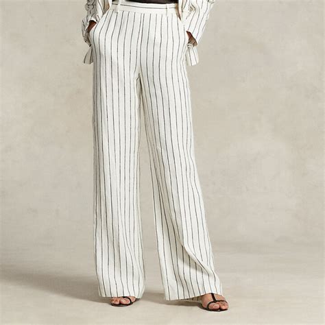 Ralph Lauren Striped Linen Jacquard Straight Pant ShopStyle