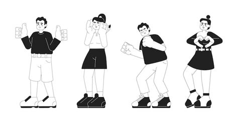 Premium Vector Overwhelmed With Happiness People Monochromatic Flat