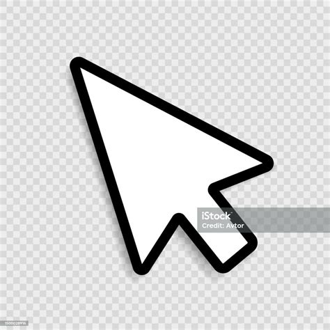 투명한 배경에 검은색 윤곽선이 있는 흰색 컴퓨터 마우스 포인터 아이콘입니다 가리키기에 대한 스톡 벡터 아트 및 기타 이미지