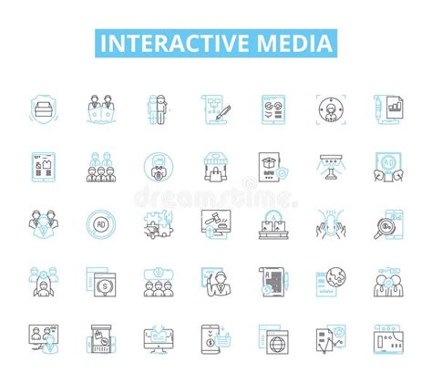 Interactive Media Linear Icons Set Engagement Digital Multimedia