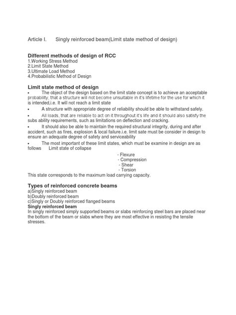 Singly Reinforced Beam Design Pdf Beam Structure Bending