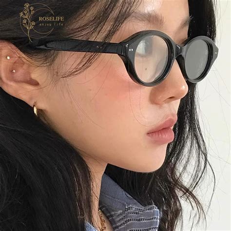Roselife Korean Hot Black Nerds Oval Frame Eyeglasses For Women Girls