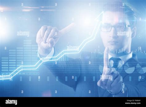 BUsinessman Pressing Virtual Button On Diagram Chart Stock Photo Alamy