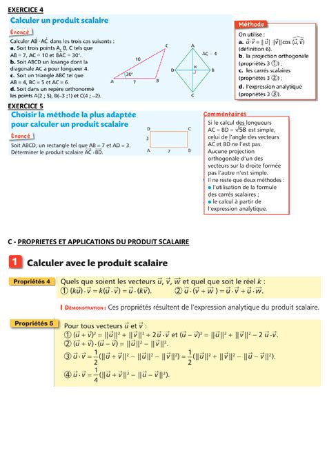 Le produit scalaire Résumé de cours et exercices AlloSchool