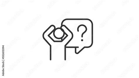 Animated Puzzlement Linear Icon Anxiety Struggle Having Difficult