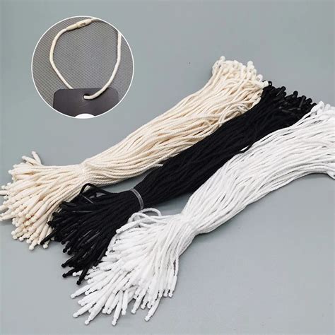 100pcs plastic tag white black hang tag cotton rope string cord snap