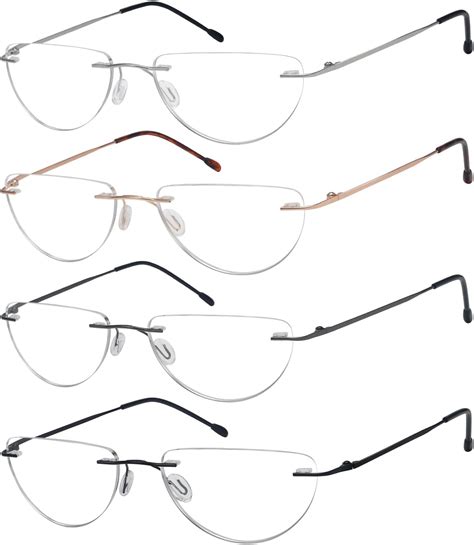 Eyekepper 4 Pack Rimless Reading Glasses Lightweight Women Men Half Moon Readers 2