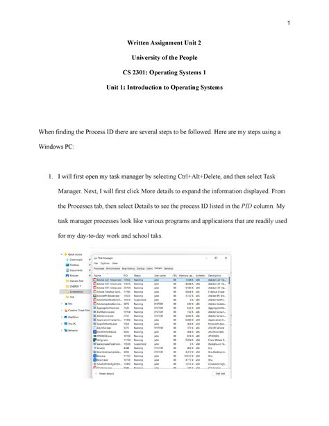 Written Assignment Unit 2 Here Are My Steps Using A Windows Pc I Will First Open My Task