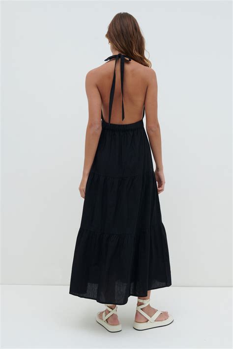 Gabrielle Halterneck Midaxi Dress Black Pretty Lavish
