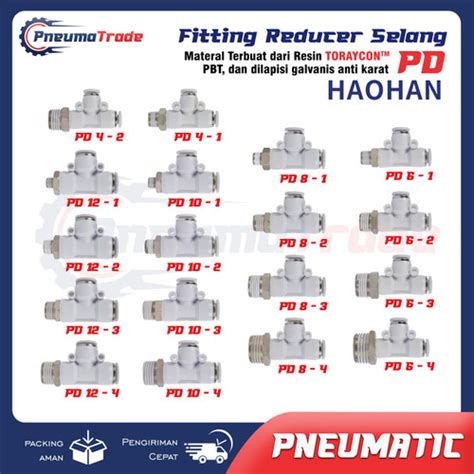 Jual Konektor Pneumatic Fitting T Drat Samping Pneumatic Pd Pd 4 1