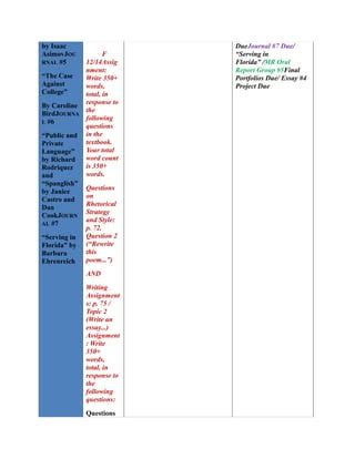 Revised ENG160 Sections PDF
