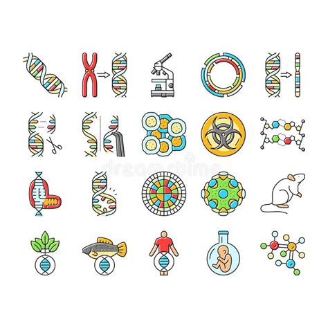 Genetic Engineering Crispr Genome Icons Set Vector Stock Illustration Illustration Of Icons